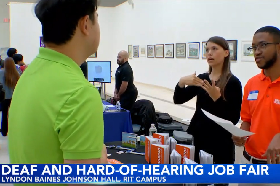 Deaf and hard-of-hearing students network with recruiters at NTID ...